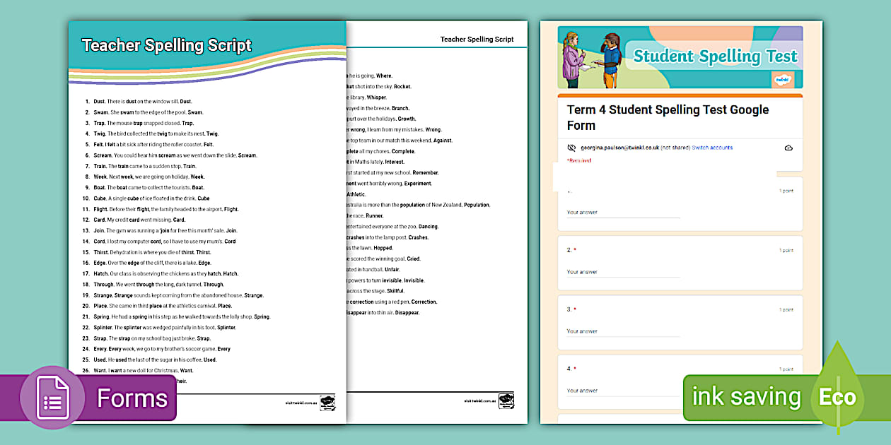 Term 4 Spelling Test - Year 3 (teacher made) - Twinkl