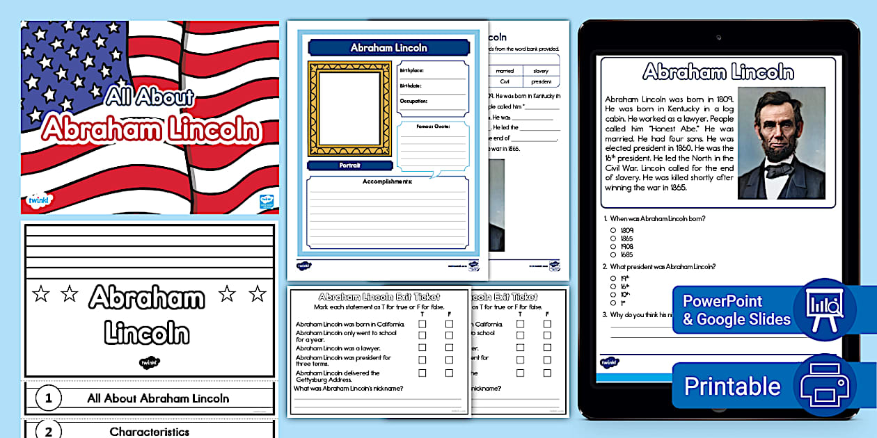 First Grade Abraham Lincoln Lesson Pack