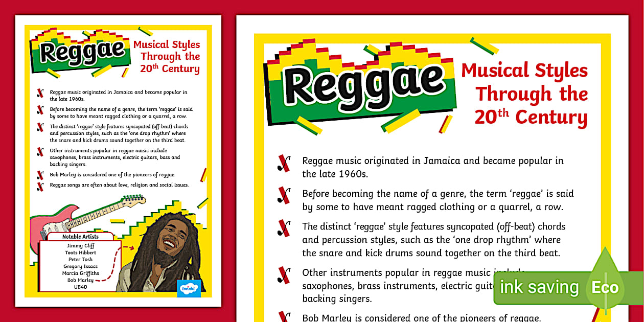 Musical Styles Through the 20th Century Information Poster: Reggae