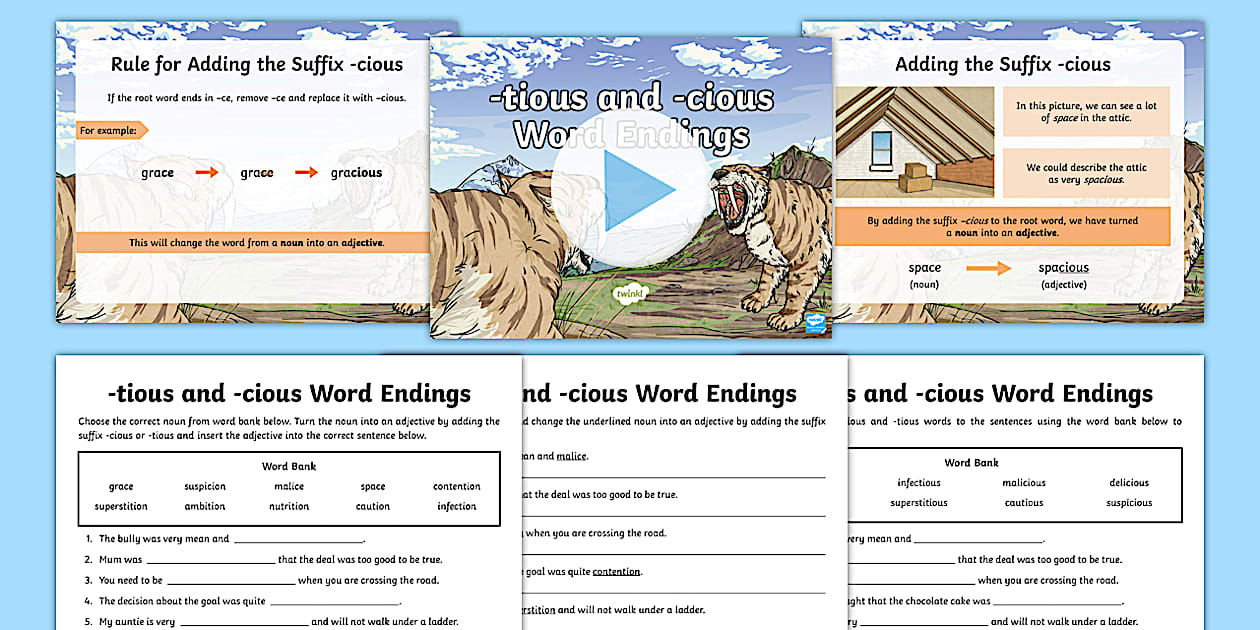 -tious and -cious Word Endings Activity Pack (teacher made)