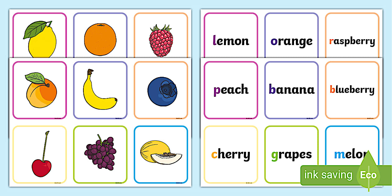 Fruit Matching Word Activity