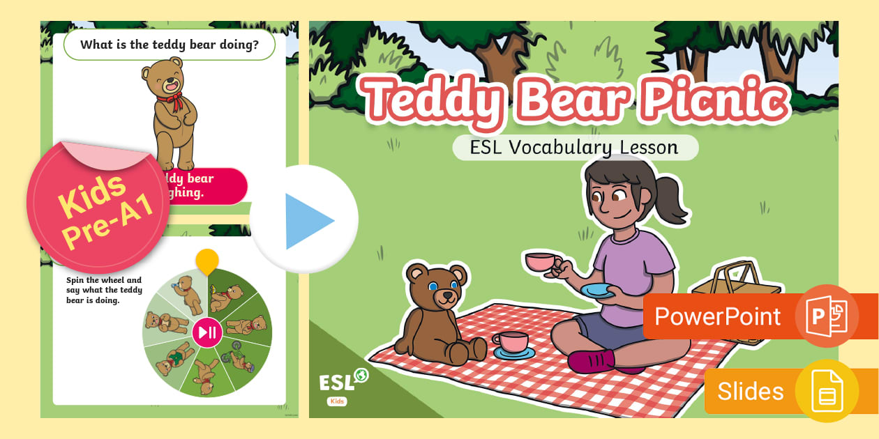 ESL Teddy Bear Picnic Lesson [Kids, Pre-A1] (teacher made)