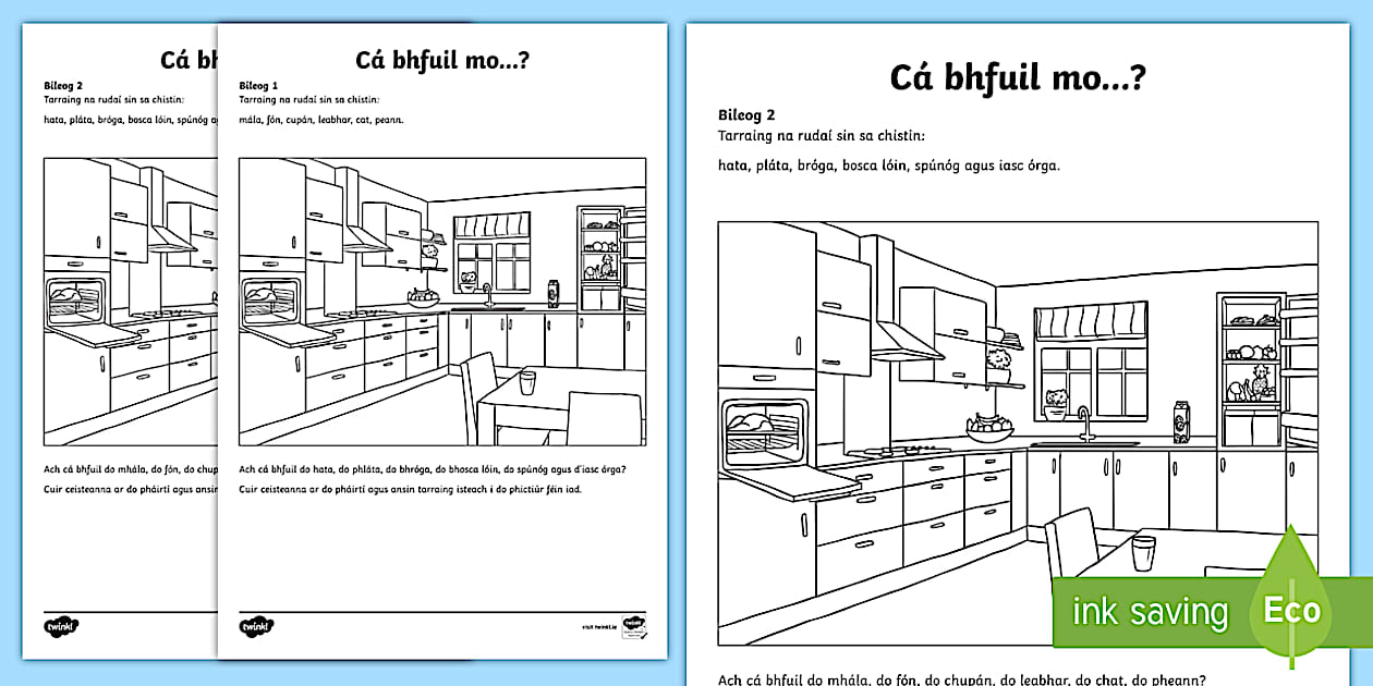Junior Cycle Barrier Game 'Cá bhfuil mo...?' Worksheets