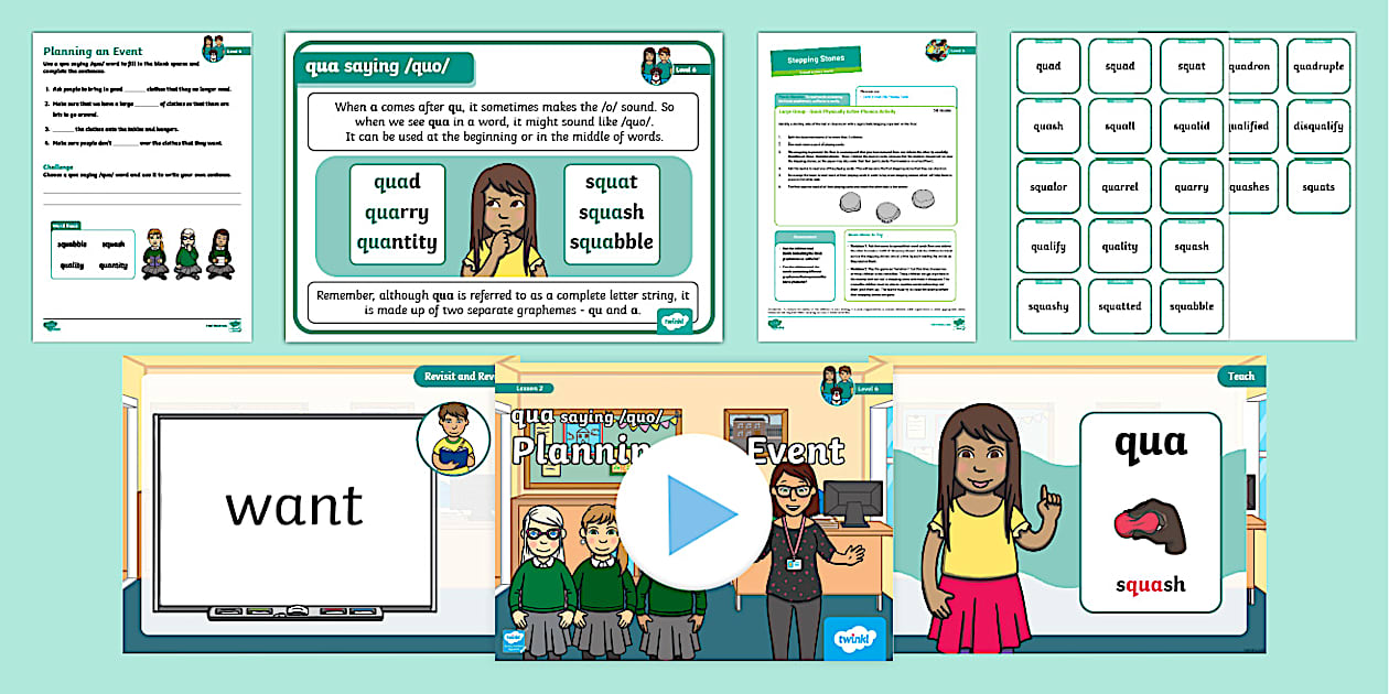 Level 6 Week 26 Lesson 2 - ‘qua’ saying /quo/ - Twinkl