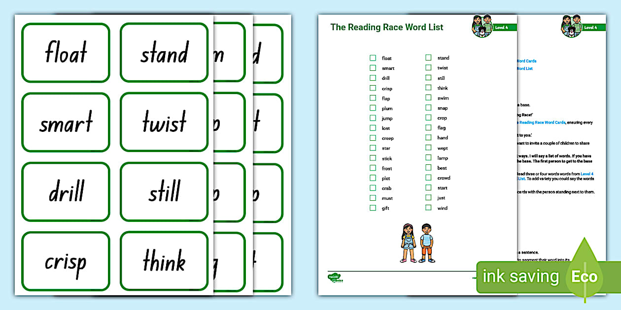Level 4 Active Phonics Quick Game: The Reading Race - Twinkl