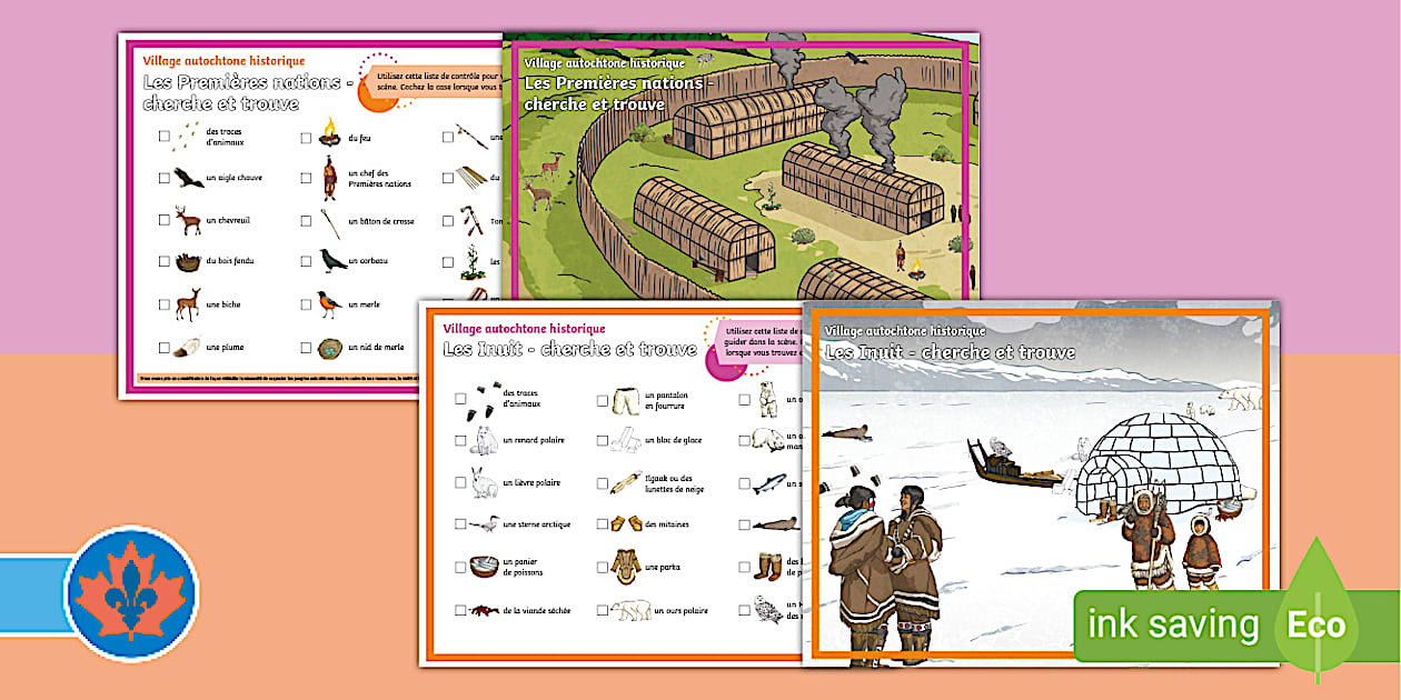 Historical Indigenous Village Seek and Find French - Twinkl