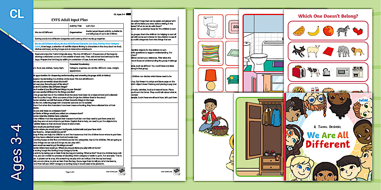We Are All Different Let's Sort Adult Input Plan and Pack