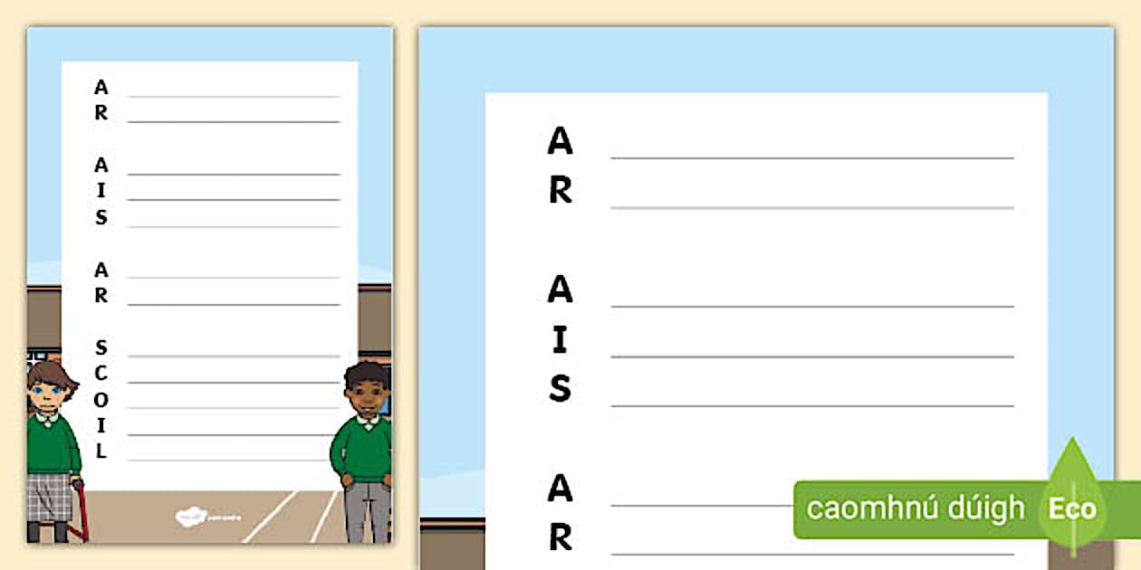 Back to School Acrostic Poem Gaeilge (teacher made) - Twinkl