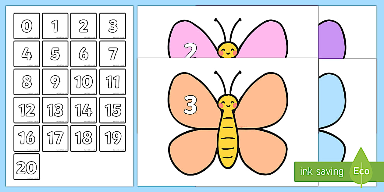 Black and White Butterfly Number Bonds of 20 Matching
