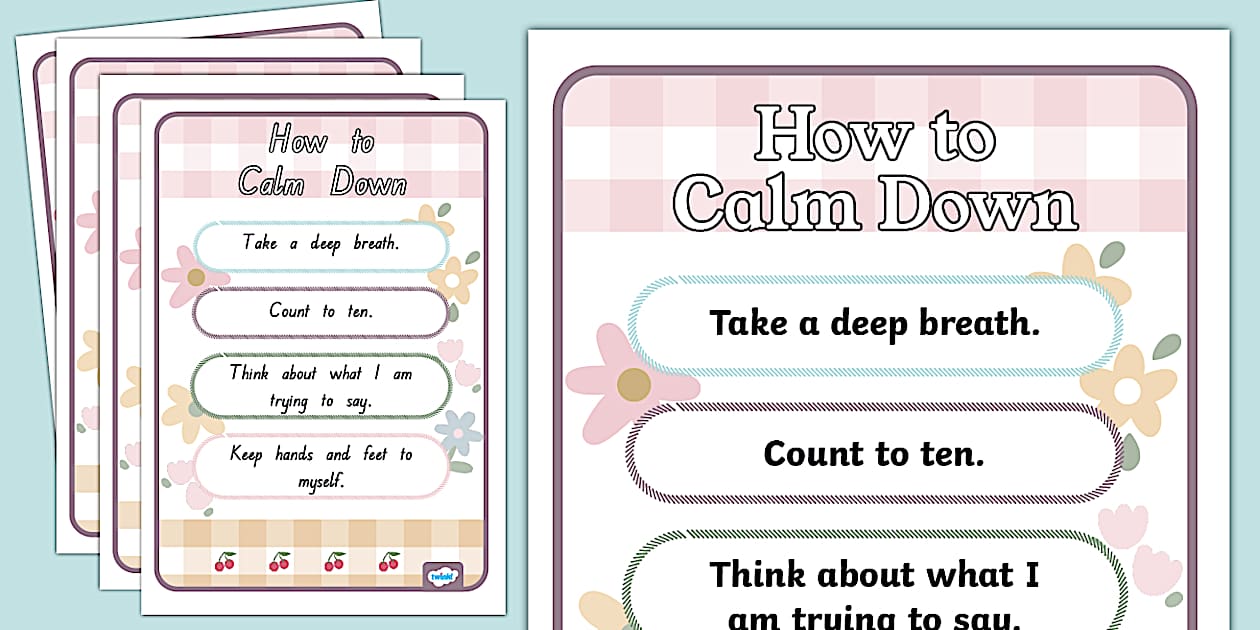 Checkered Charm Themed How to Calm Down Display Poster