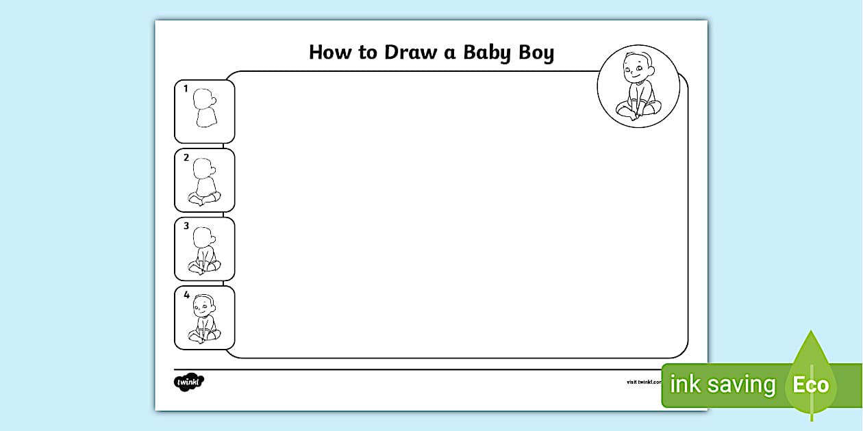 How to Draw a Baby Boy Worksheet | Drawing a Baby Boy