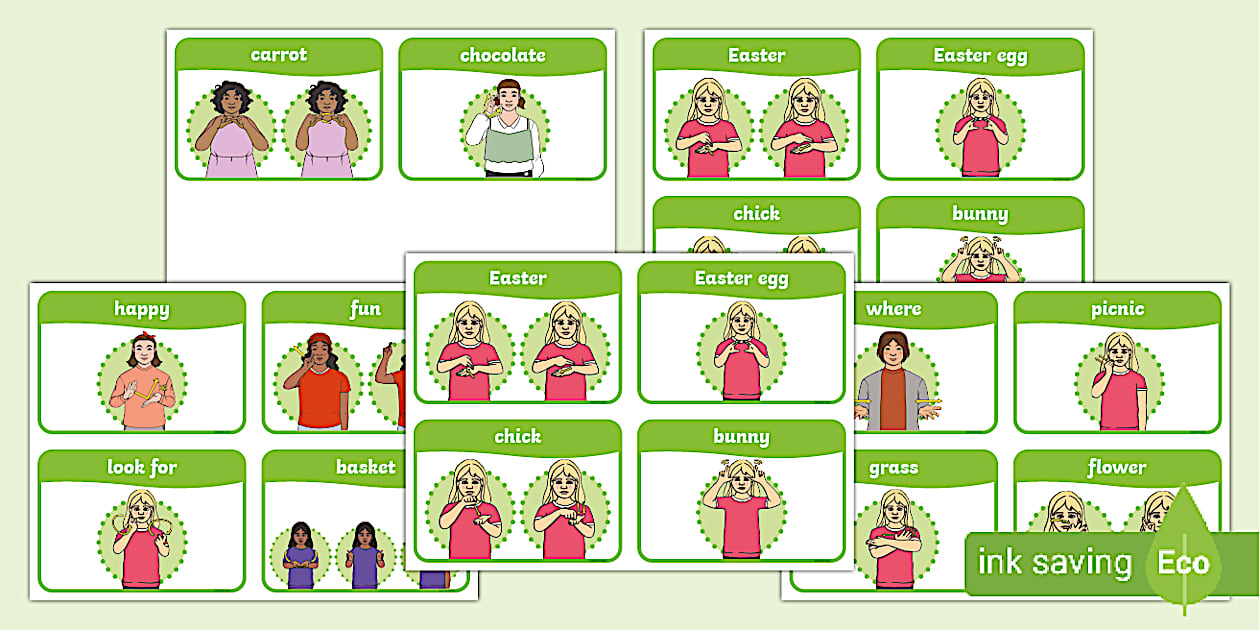 Auslan Easter Words Cards (teacher made) - Twinkl
