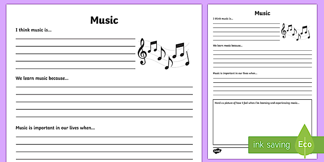 Music Reflection Writing Template (teacher made) - Twinkl