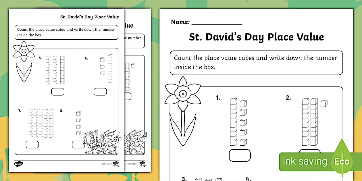 St. David's Day Place Value Activity Sheet (teacher made)