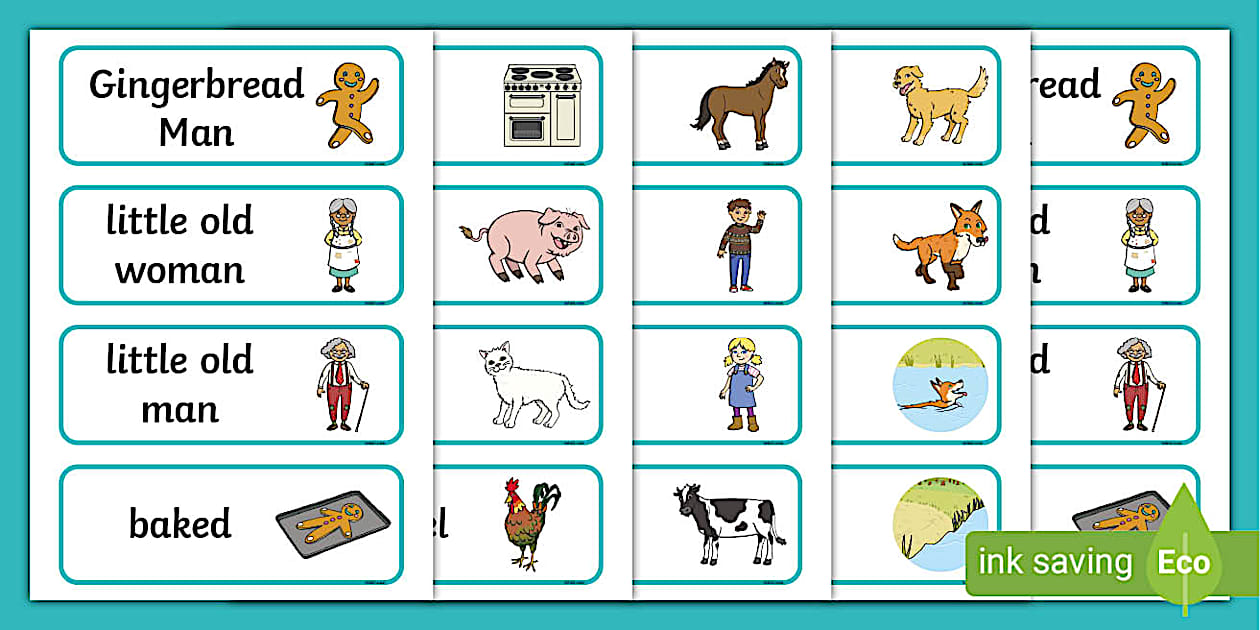 The Gingerbread Man Stick Word Cards (teacher made) - Twinkl