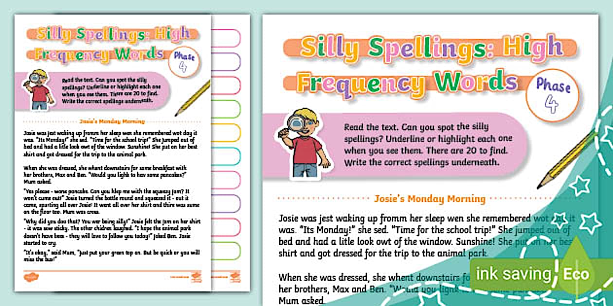 Silly Spellings: High Frequency Words Phase 4 (Ages 5 - 7)