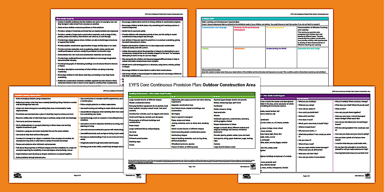 Construction Area EYFS Outside - Continuous Provision Plan