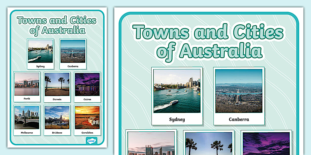 Towns and Cities of Australia Photo Display Poster - Twinkl