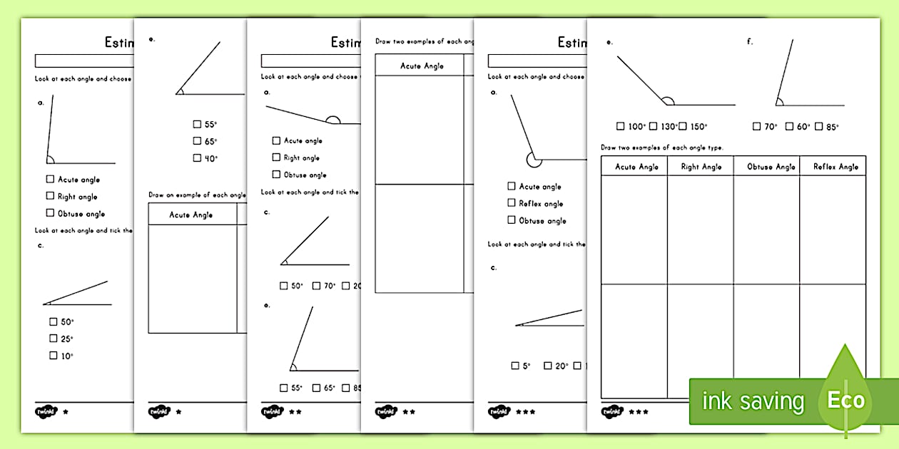 Estimate Angle Size Differentiated Worksheet / Worksheets