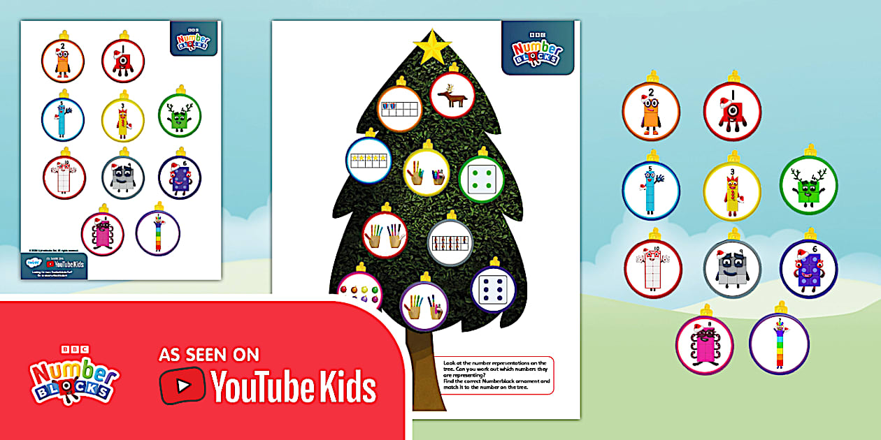 Numberblocks: Christmas Tree Counting Worksheet - Twinkl