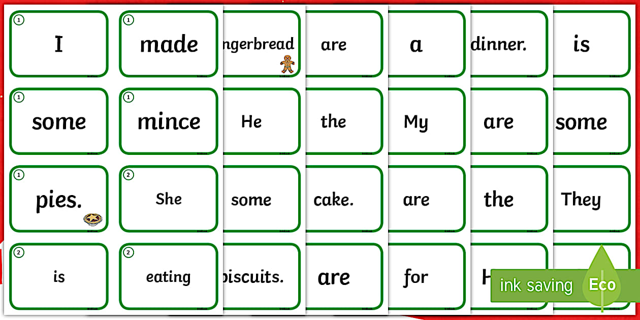 Christmas Food Sentence Construction Cards