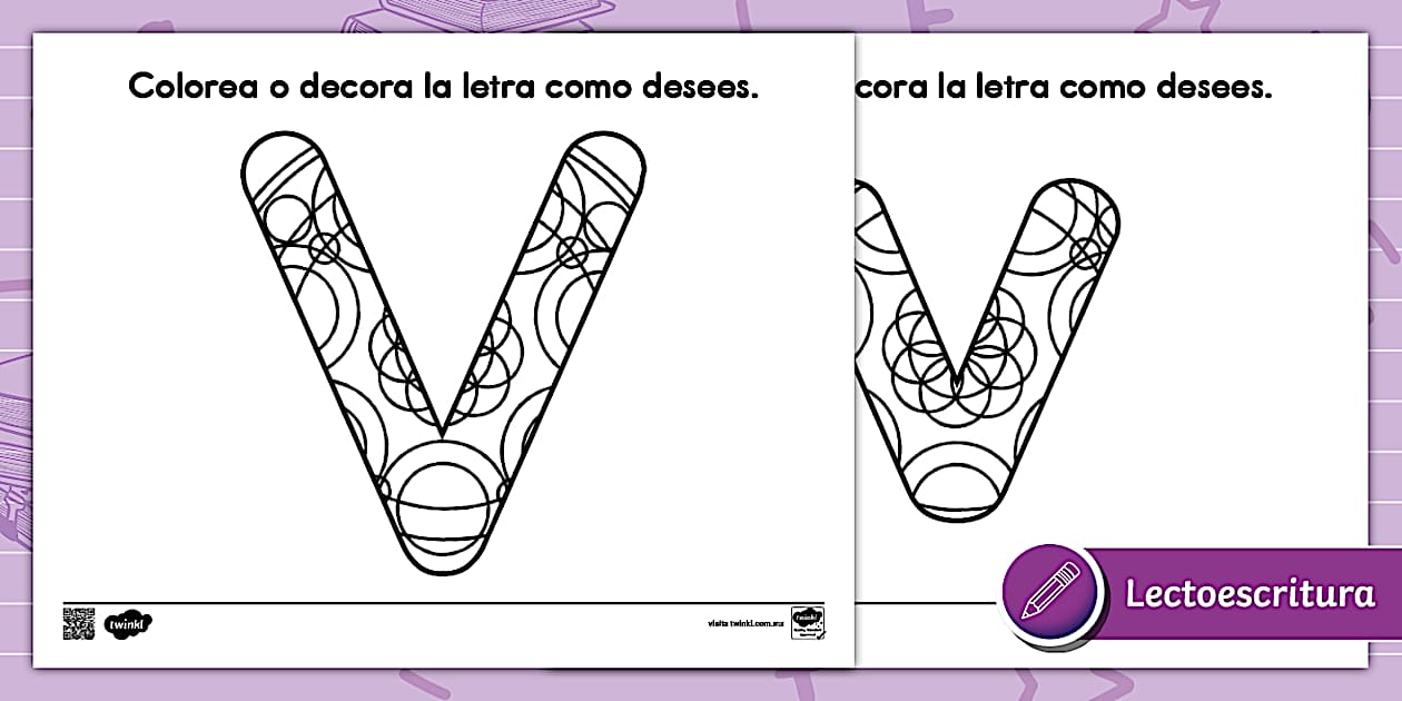 Hoja para colorear: La letra V (teacher made) - Twinkl
