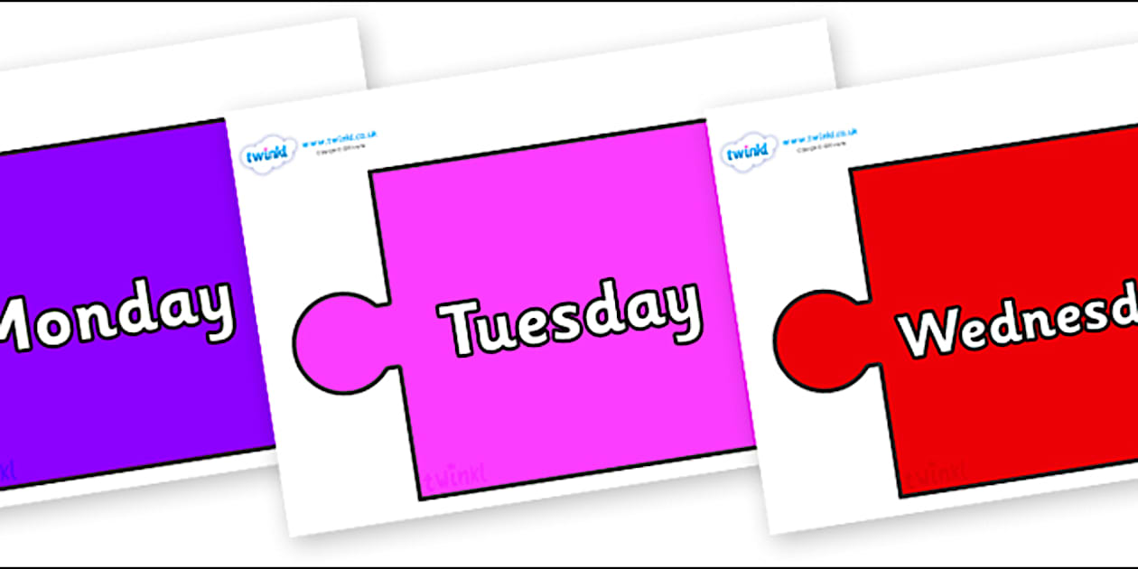 Days of the Week on Jigsaw Pieces (teacher made) - Twinkl