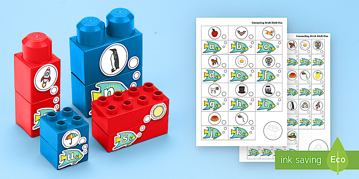 Editable Alphabet Fish Matching Connecting Bricks Game