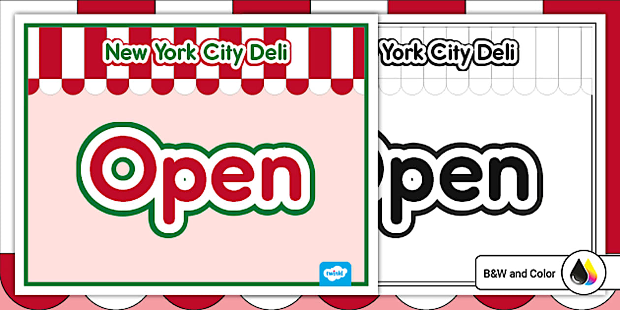 New York City Deli Dramatic Play Open Sign (teacher made)