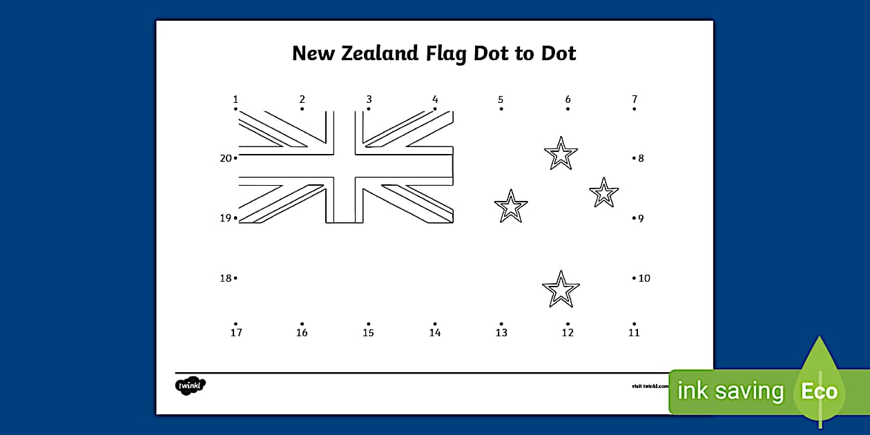 New Zealand Flag Dot-to-Dot Worksheet | Twinkl | KS1