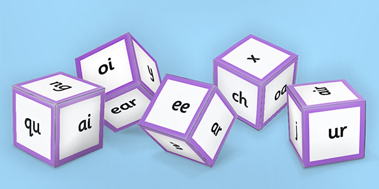 Editable Phase 3 Phoneme Sounds Dice Nets - Twinkl