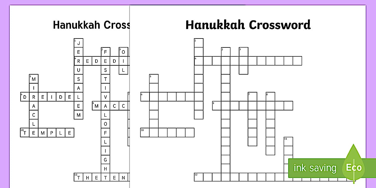 KS2 Hanukkah Crossword (teacher made) - Twinkl