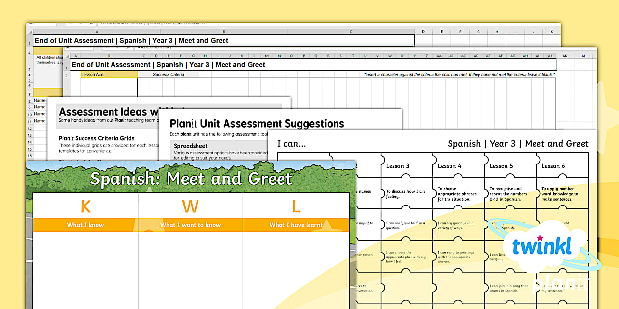 PlanIt Spanish: Meet and Greet Year 3 Unit Assessment Pack