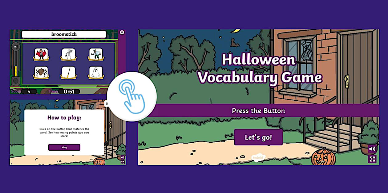 English Halloween Vocabulary Game (teacher made) - Twinkl