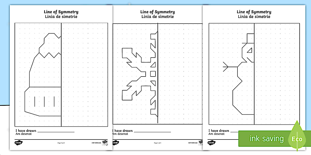 Winter-Themed Symmetry Worksheet / Worksheets English/Romanian - Winter ...