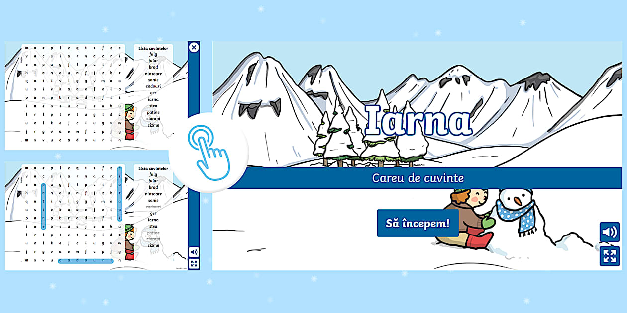 Careu de cuvinte despre iarnă – Joc online (teacher made)