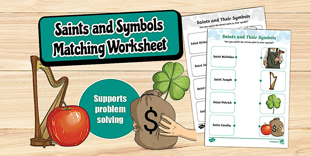 Saints and Their Symbols Matching Worksheet
