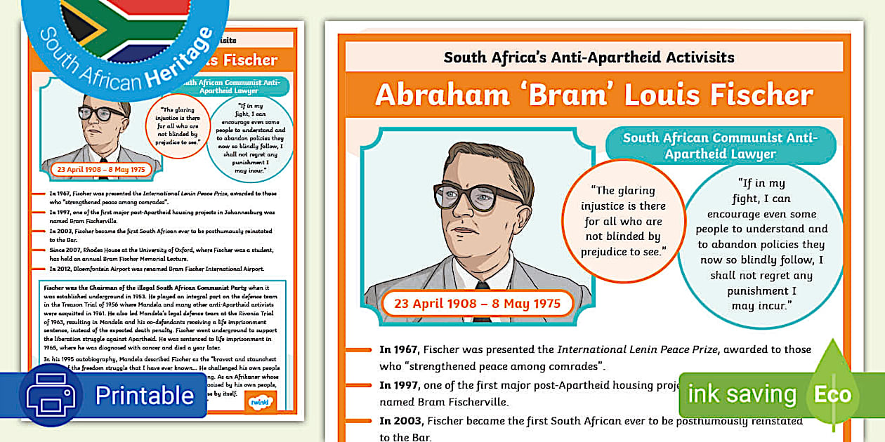 Bram Fischer Infographic (teacher made) - Twinkl