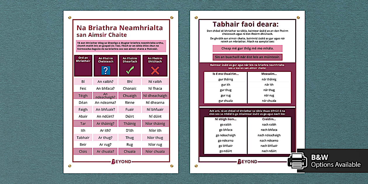 An Aimsir Chaite (Briathra Neamhrialta) - Póstaer - Twinkl