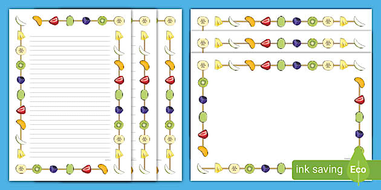 Fruit Kebab Page Borders (Hecho por educadores) - Twinkl