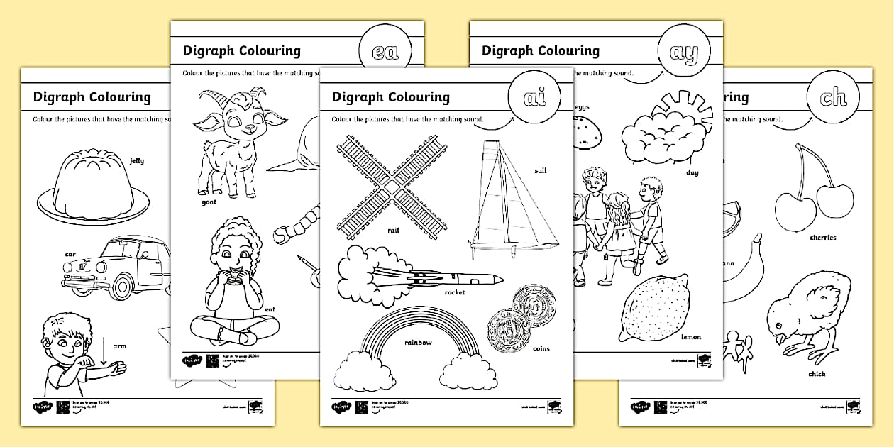 Digraph Coloring Worksheets Phonics (Teacher-Made) - Twinkl