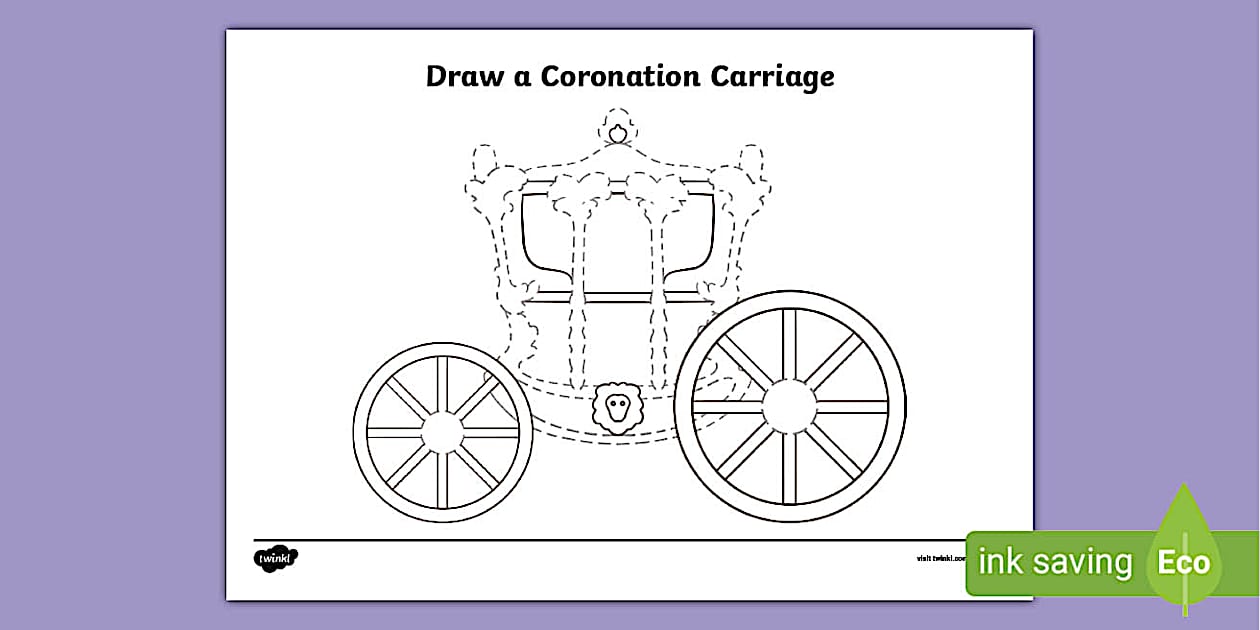 Draw a Coronation Carriage Pencil Control Activity - Twinkl