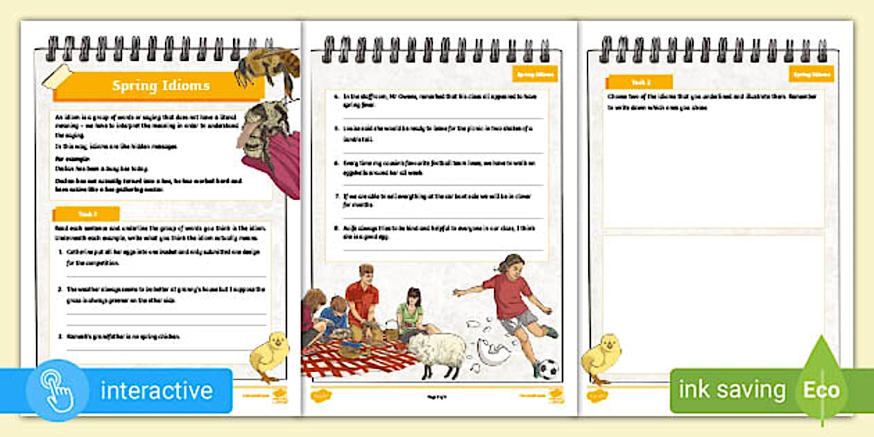 Spring Idioms Worksheet - English Resource - Key Stage 2