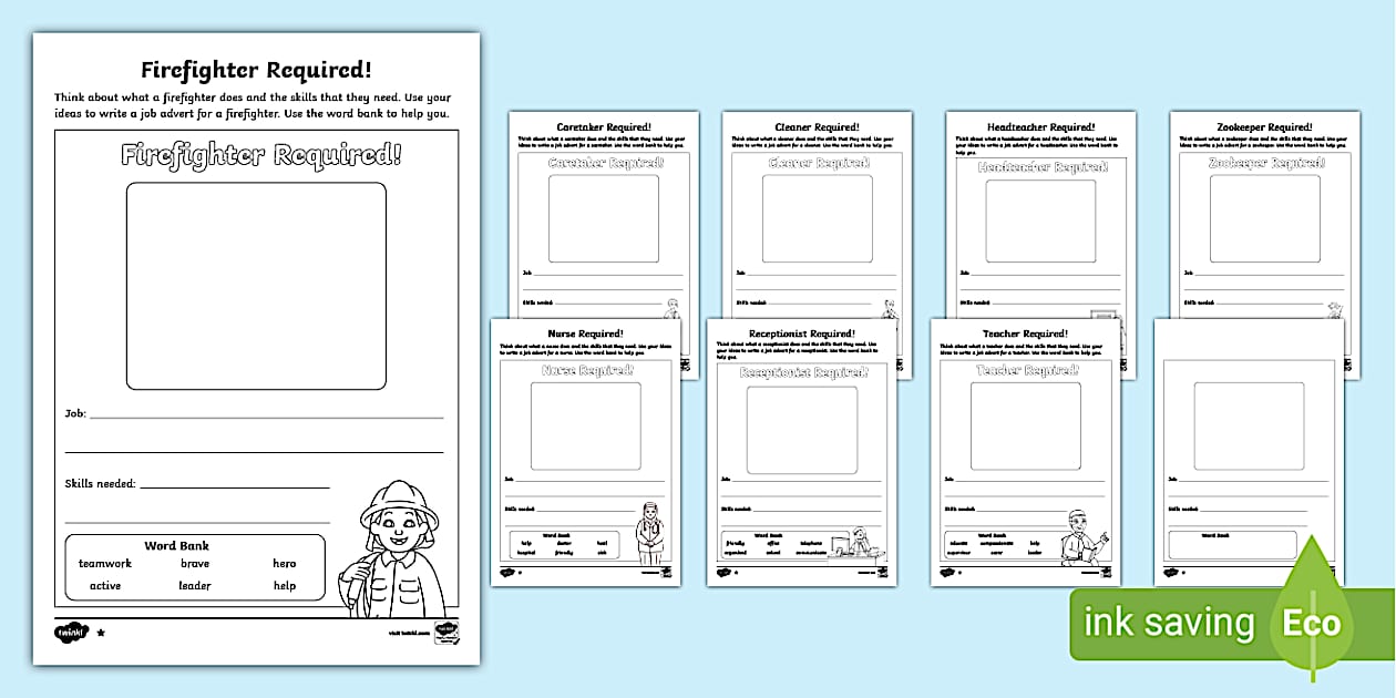 Job Advert Differentiated Worksheets — KS2 Resources