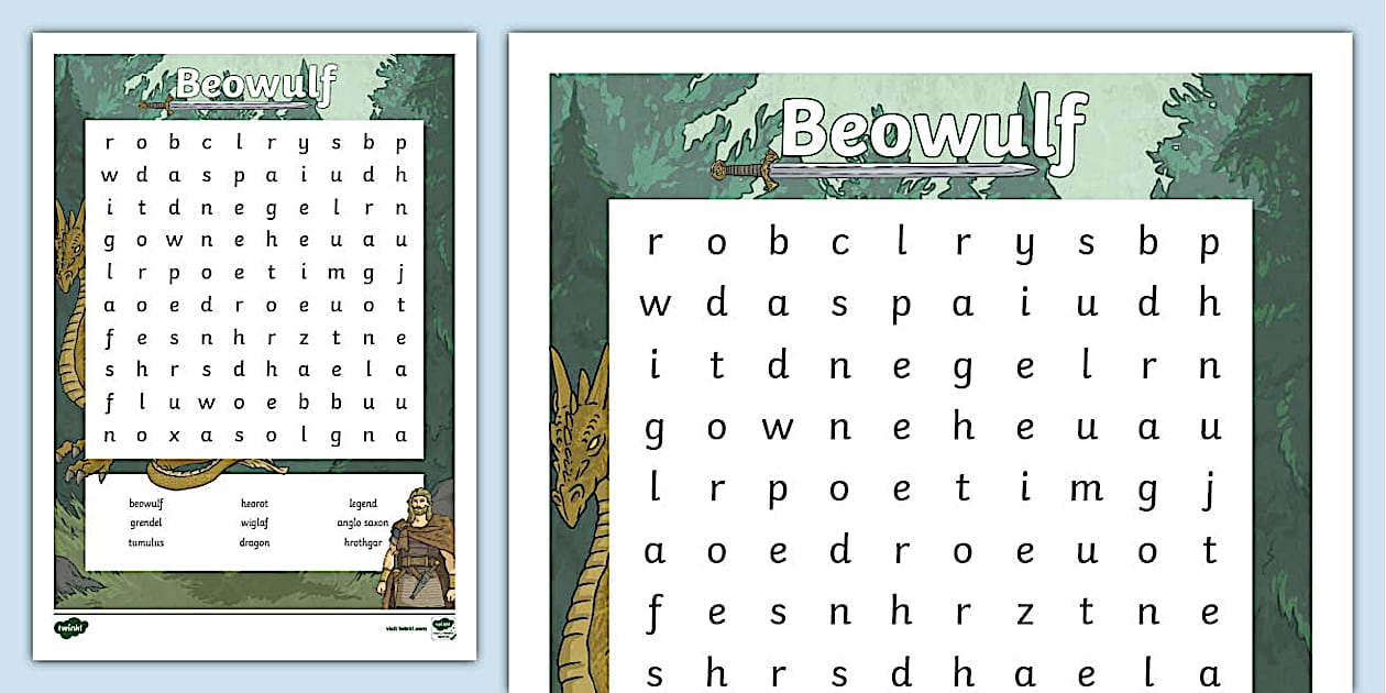 Lower Ability Beowulf Word Search (teacher made) - Twinkl