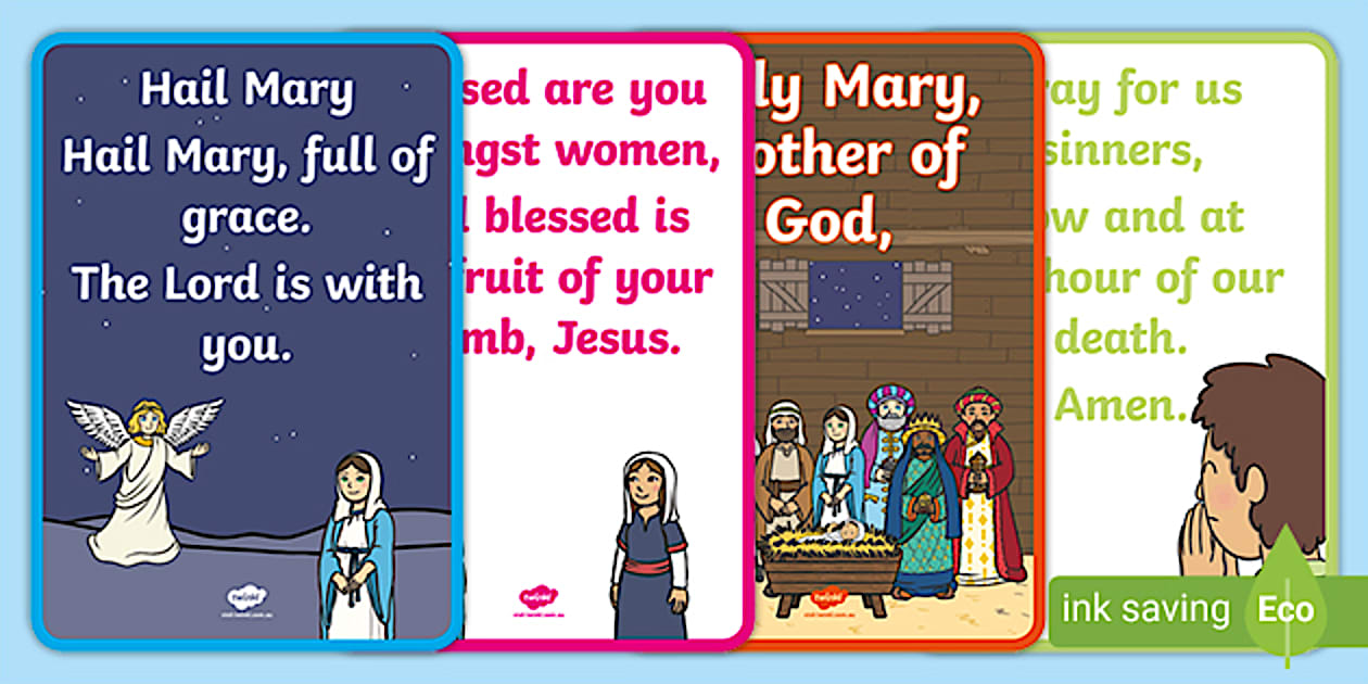 Hail Mary Prayer Visual Display Posters