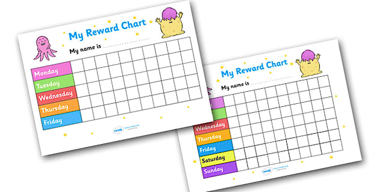 Editable My Reward Chart (Monsters) (teacher made) - Twinkl