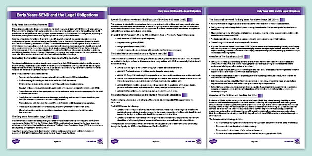 Early Years SEND and the Legal Obligations (teacher made)