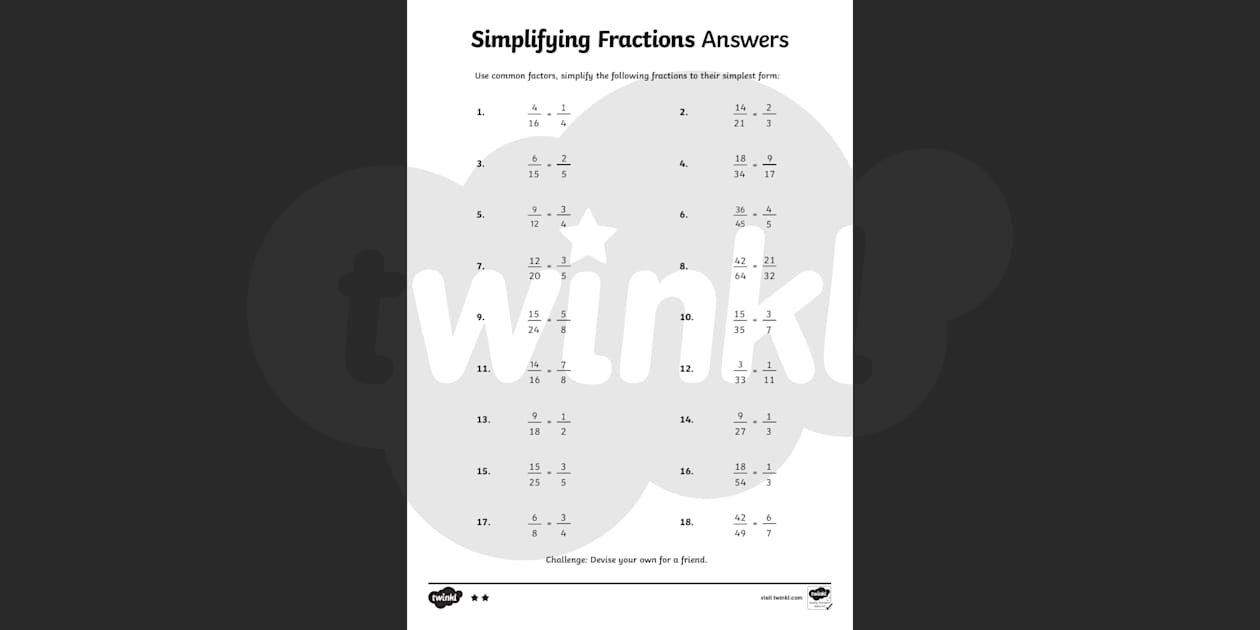 simplifying worksheet tes