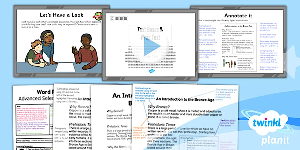 Computing: Microsoft Word Skills: Text Boxes and Wrap Text Year 3 Lesson Pack